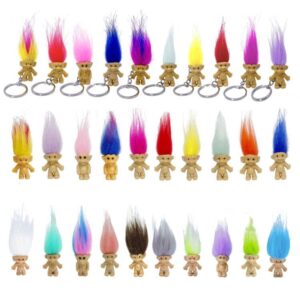 mini pvc vintage trolls lucky doll mini action figures cake toppers chromatic adorable cute little guys collection, school project, arts crafts, party favors (30pack-b)