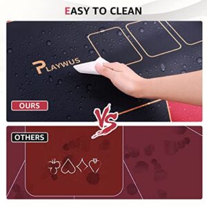 PLAYWUS Easy Cleaning Poker Mat, 70 x 35 Inch Smooth Surface Poker Table Top with Storage Bag, Non-slip Texas Holdem Poker Mat for Blackjack, Casino, Gambling Games (Wine Red)