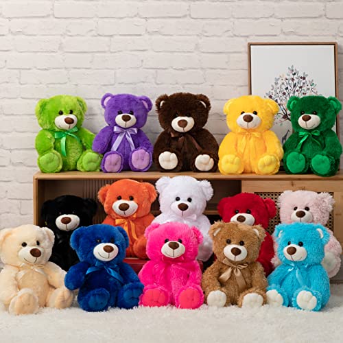 WENMOTDY Super Color Teddy Bear Stuffed Animals Plush Toy for Children Girlfriend Family Congratulations Baby Shower Birthday Red 14 inch