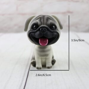 Pwenjofy Resin Bobbing Head Dog Figurines Mini Bobblehead Puppy for Home Office Desk Car Dashboards Decor Ornaments (Pug)