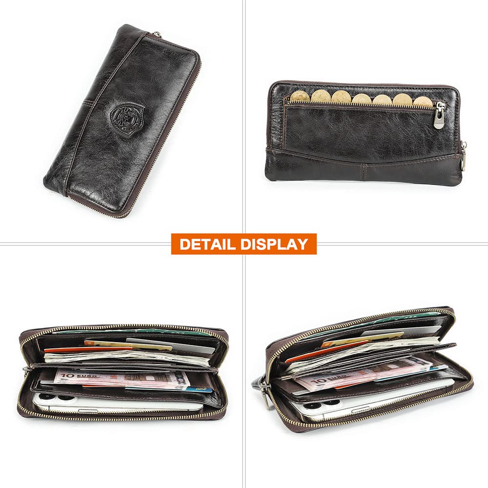 Contacts Skull Wallet for Women Leather Clutch Wallets Card Holder Phone Case RFID Wallet Zipper Gothic Purse