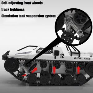 QIYHBVR Remote Control Crawler High Speed Tank All Terrain Off-Road RC Car with Spray Function 2.4 Ghz RC Army Truck 1/12 Drift Tank RC Tank for Kids Adults