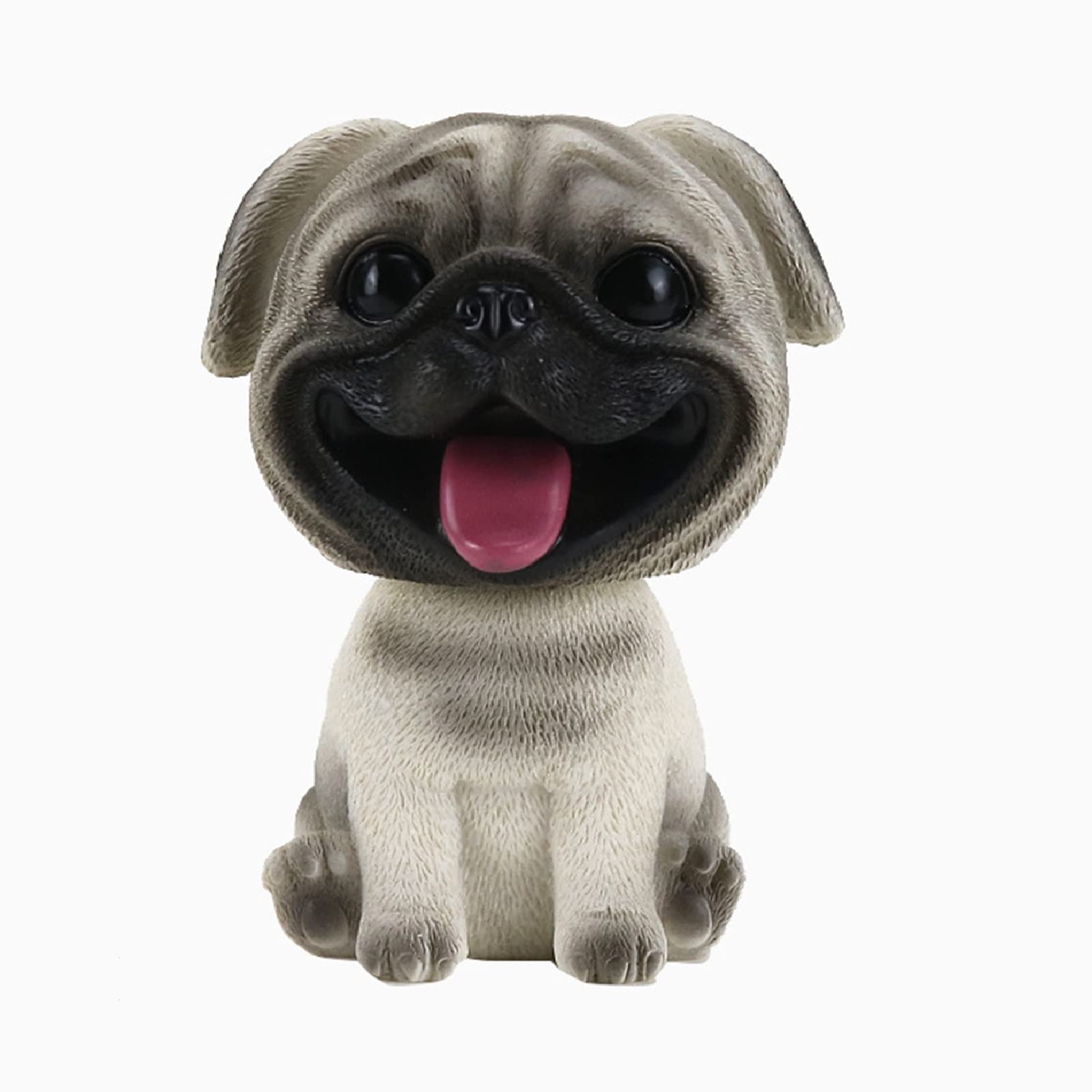 Pwenjofy Resin Bobbing Head Dog Figurines Mini Bobblehead Puppy for Home Office Desk Car Dashboards Decor Ornaments (Pug)