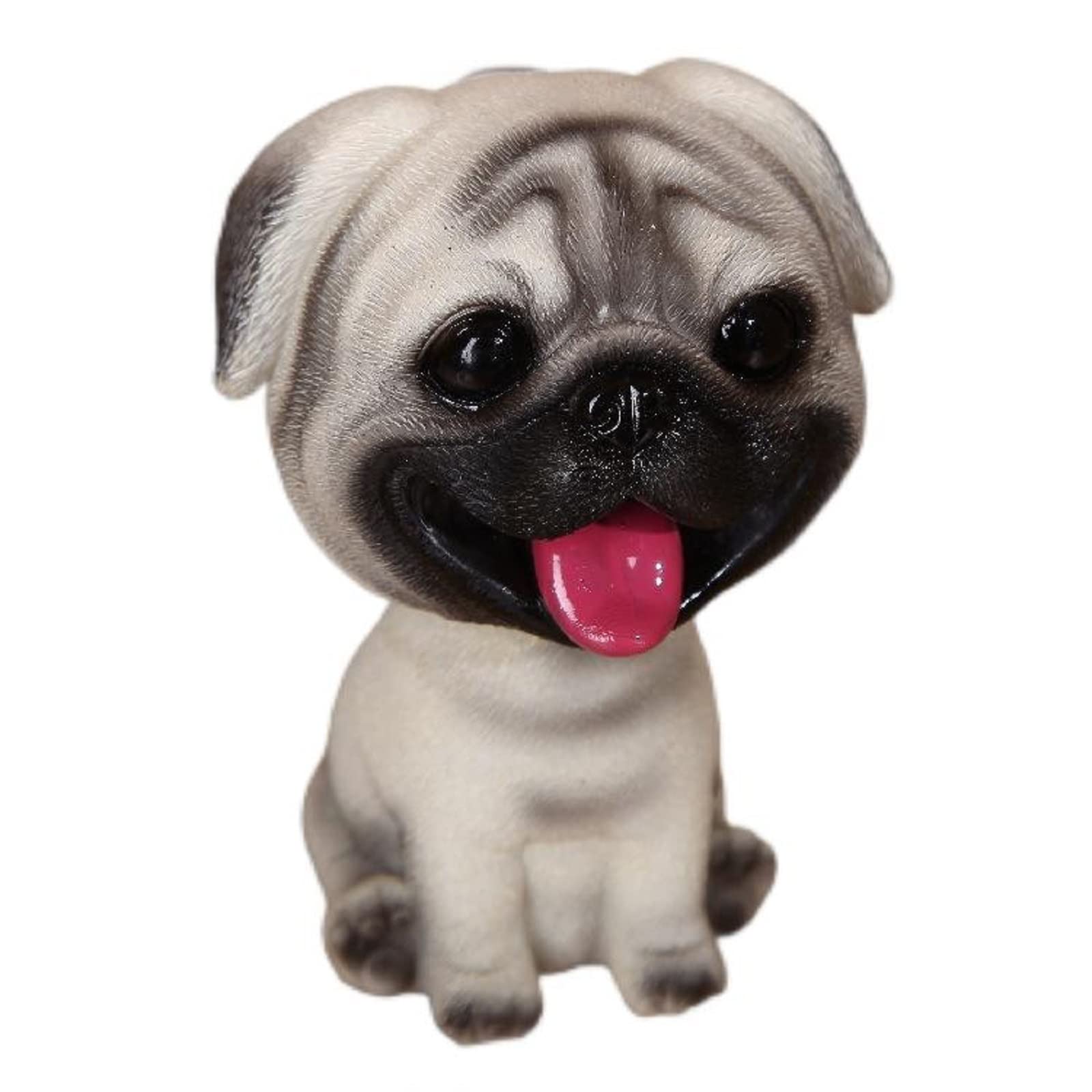 Pwenjofy Resin Bobbing Head Dog Figurines Mini Bobblehead Puppy for Home Office Desk Car Dashboards Decor Ornaments (Pug)