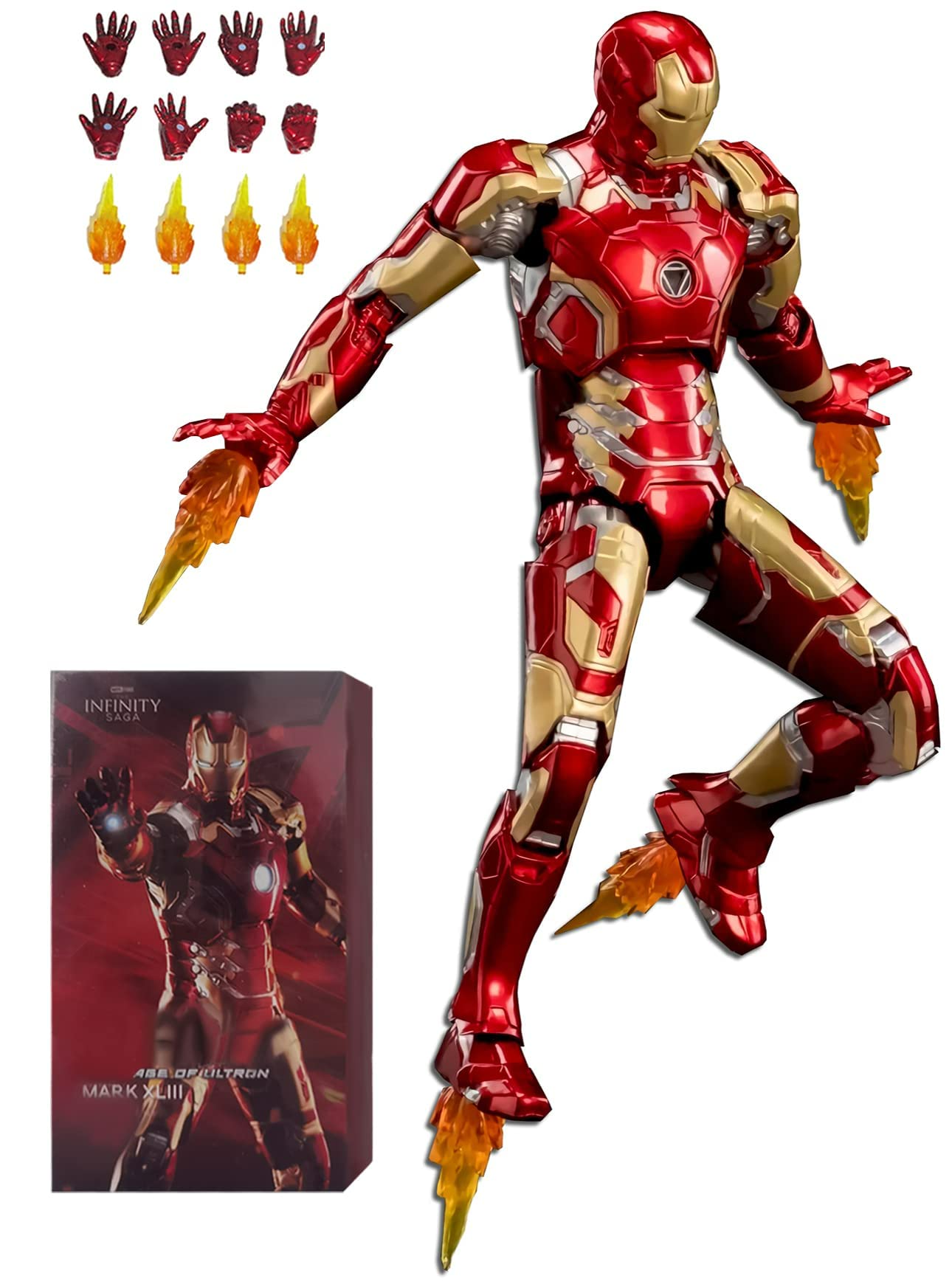 LonullyMege Ironman Action Figures Set 2 Pack Metal Painting All Joints Movable 7 Inch Collectible Model Toys (MK42 & MK43)