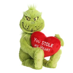 aurora® whimsical dr. seuss™ stole my heart grinch stuffed animal - magical storytelling - officially licensed - green 15 inches