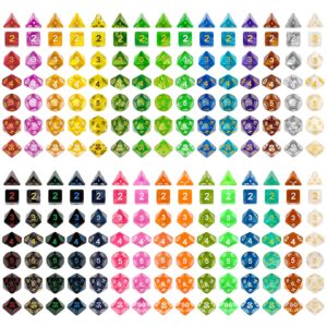 30 set dnd double-colors polyhedron dice set for dungeons and dragons d&d rpg mtg table games d4 d6 d8 d10 d% d12 d20 30 colors dice (210 pieces)