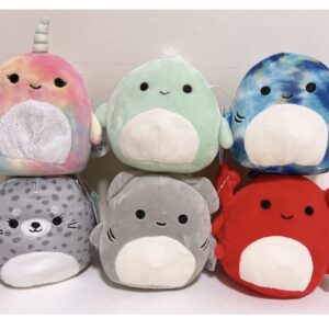 Squishmallows Set of 6 Kellytoy Assorted Sealife Animals 5" Mini Plush Dolls