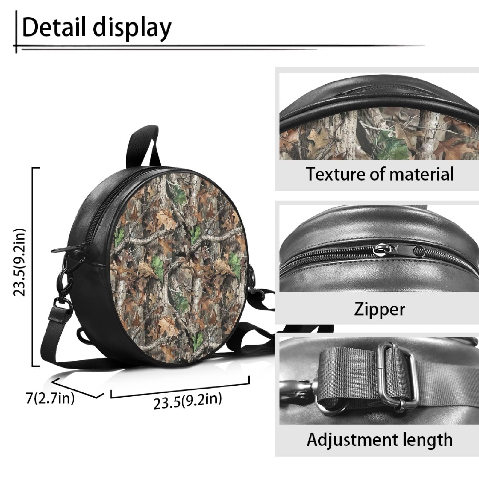 SCRAWLGOD Camo Hunting Print Small Round Crossbody Bag for Women PU Leather Circle Purses Mini Shoulder Bags Travel Accessories Gifts for Women