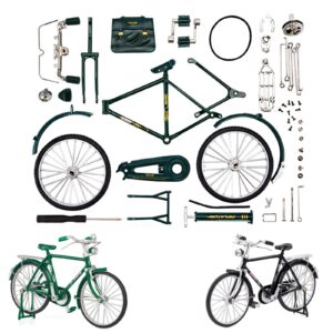 japelessor 51 pcs retro bicycle model ornament for kids - diy bicycle model assembled (b-green)