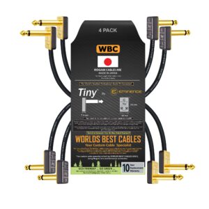 worlds best cables 4 units - 6 inch - pedal, effects, patch, instrument cable custom made using mogami 2319 wire & eminence tiny gold-plated angled ts connectors