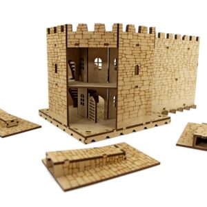 TowerRex Bastion Tower Wall D&D Terrain Barrack Garrison Buildings - DND Accessories for Dungeons & Dragons, Pathfinder, Warhammer, Tabletop Battle Map, Wargaming Terrain for 28mm 32mm Miniatures