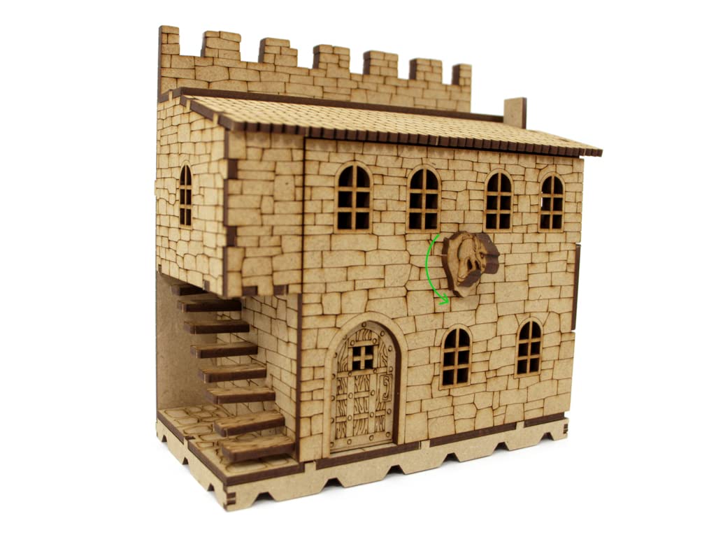 TowerRex Bastion Tower Wall D&D Terrain Barrack Garrison Buildings - DND Accessories for Dungeons & Dragons, Pathfinder, Warhammer, Tabletop Battle Map, Wargaming Terrain for 28mm 32mm Miniatures