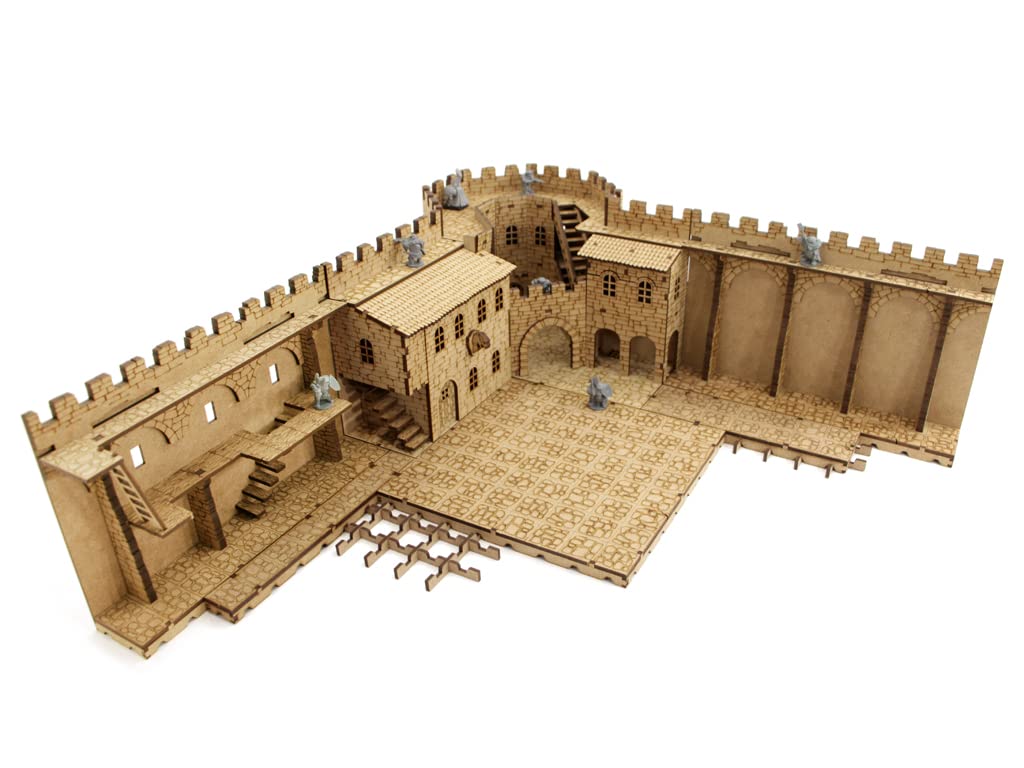 TowerRex Bastion Tower Wall D&D Terrain Barrack Garrison Buildings - DND Accessories for Dungeons & Dragons, Pathfinder, Warhammer, Tabletop Battle Map, Wargaming Terrain for 28mm 32mm Miniatures