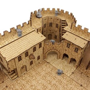 TowerRex Bastion Tower Wall D&D Terrain Barrack Garrison Buildings - DND Accessories for Dungeons & Dragons, Pathfinder, Warhammer, Tabletop Battle Map, Wargaming Terrain for 28mm 32mm Miniatures