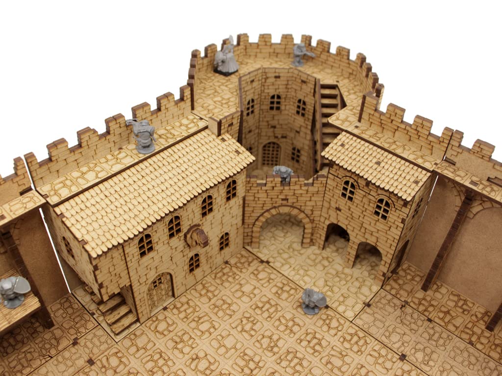 TowerRex Bastion Tower Wall D&D Terrain Barrack Garrison Buildings - DND Accessories for Dungeons & Dragons, Pathfinder, Warhammer, Tabletop Battle Map, Wargaming Terrain for 28mm 32mm Miniatures