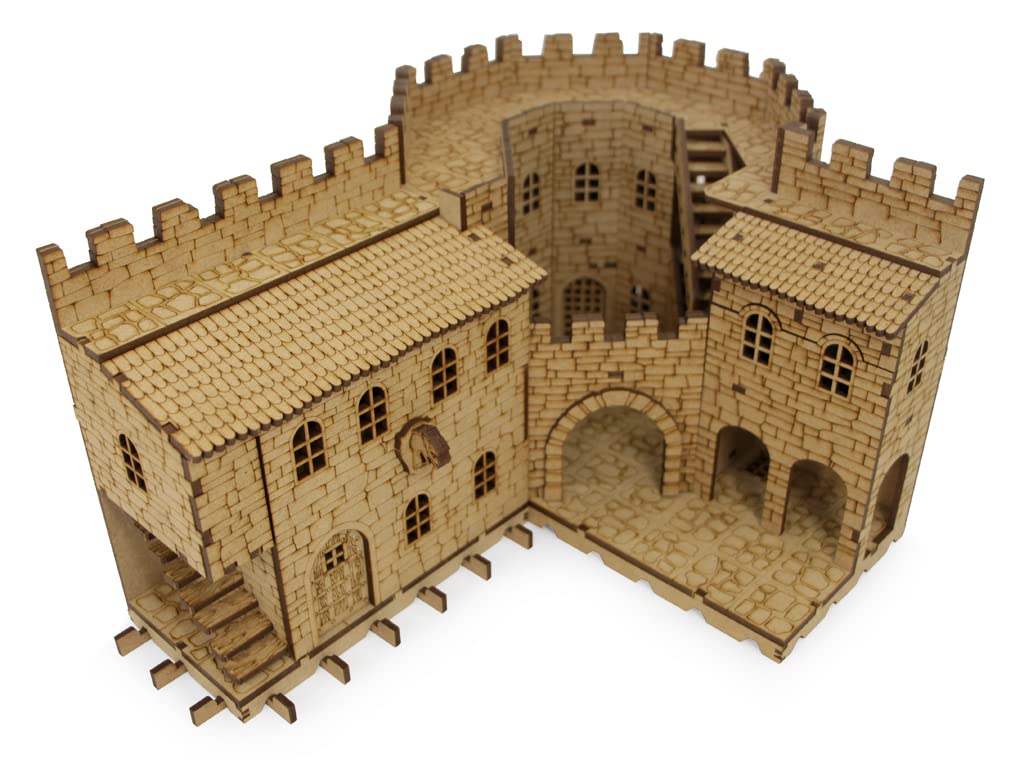 TowerRex Bastion Tower Wall D&D Terrain Barrack Garrison Buildings - DND Accessories for Dungeons & Dragons, Pathfinder, Warhammer, Tabletop Battle Map, Wargaming Terrain for 28mm 32mm Miniatures