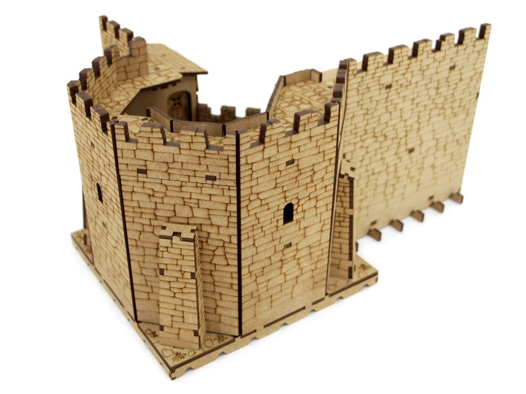 TowerRex Bastion Tower Wall D&D Terrain Barrack Garrison Buildings - DND Accessories for Dungeons & Dragons, Pathfinder, Warhammer, Tabletop Battle Map, Wargaming Terrain for 28mm 32mm Miniatures