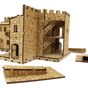 TowerRex Bastion Tower Wall D&D Terrain Barrack Garrison Buildings - DND Accessories for Dungeons & Dragons, Pathfinder, Warhammer, Tabletop Battle Map, Wargaming Terrain for 28mm 32mm Miniatures