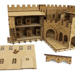 TowerRex Bastion Tower Wall D&D Terrain Barrack Garrison Buildings - DND Accessories for Dungeons & Dragons, Pathfinder, Warhammer, Tabletop Battle Map, Wargaming Terrain for 28mm 32mm Miniatures