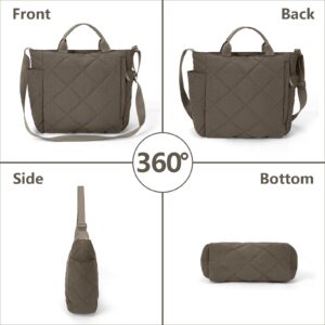 Quilted Tote Bag for Women Crossbody Bags Lightweight Padding Shoulder Bags Nylon Padded Hobo Handbag with Zipper