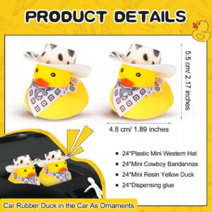 24 Sets Cowboy Rubber Duck with Cute Cow Print Cowboy Hat and Scarf Mini Rubber Duckies Cow Print Farm Theme Party Supplies Bathtub Toys Western Cowboy Theme Party Decoration (Classic Style)