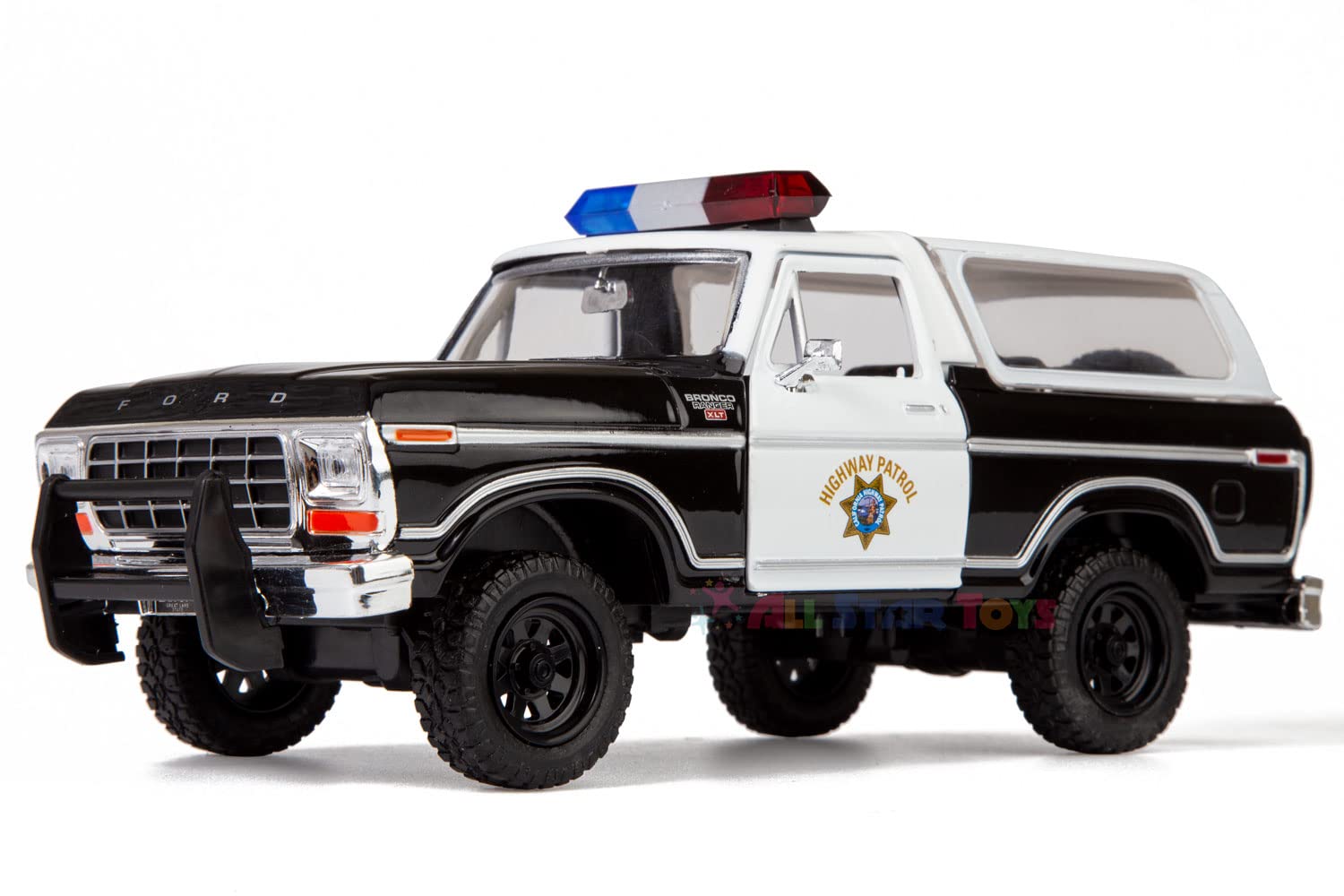 All Star Toys Exclusive 1978 Ford Bronco Ranger XLT California Highway Patrol CHP Police 1:24 Diecast Model Car Law Enforcement Motormax 76985 (Highway Patrol)