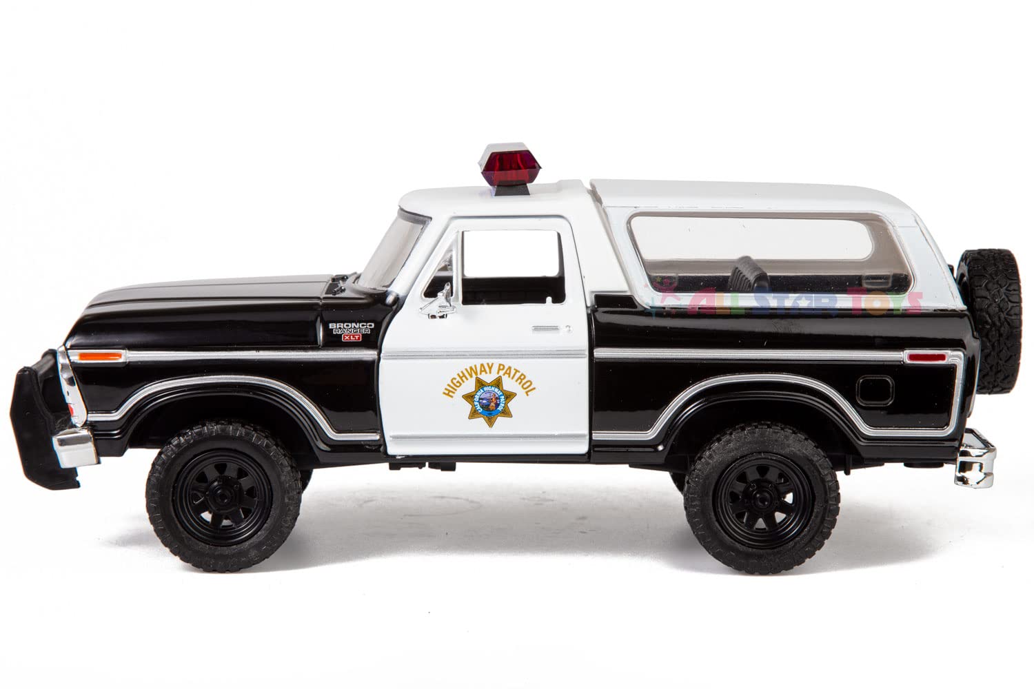 All Star Toys Exclusive 1978 Ford Bronco Ranger XLT California Highway Patrol CHP Police 1:24 Diecast Model Car Law Enforcement Motormax 76985 (Highway Patrol)