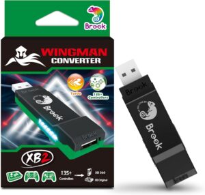 brook wingman xb2 converter for wireless controller adapter for xbox retro consoles and pc, supports remap and adjustable turbo