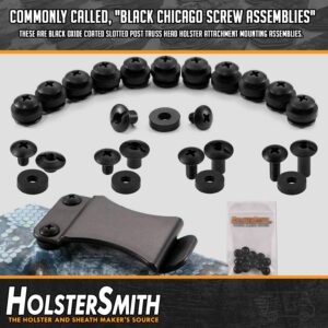 Holster Attachment Mounting Assembly – (12 Pack) - (3/8 Chicago Slotted Binding Post + 3/8 Truss Head Screw + 1/8 EPDM Washer) - for DIY KYDEX Holster Belt Clips & More