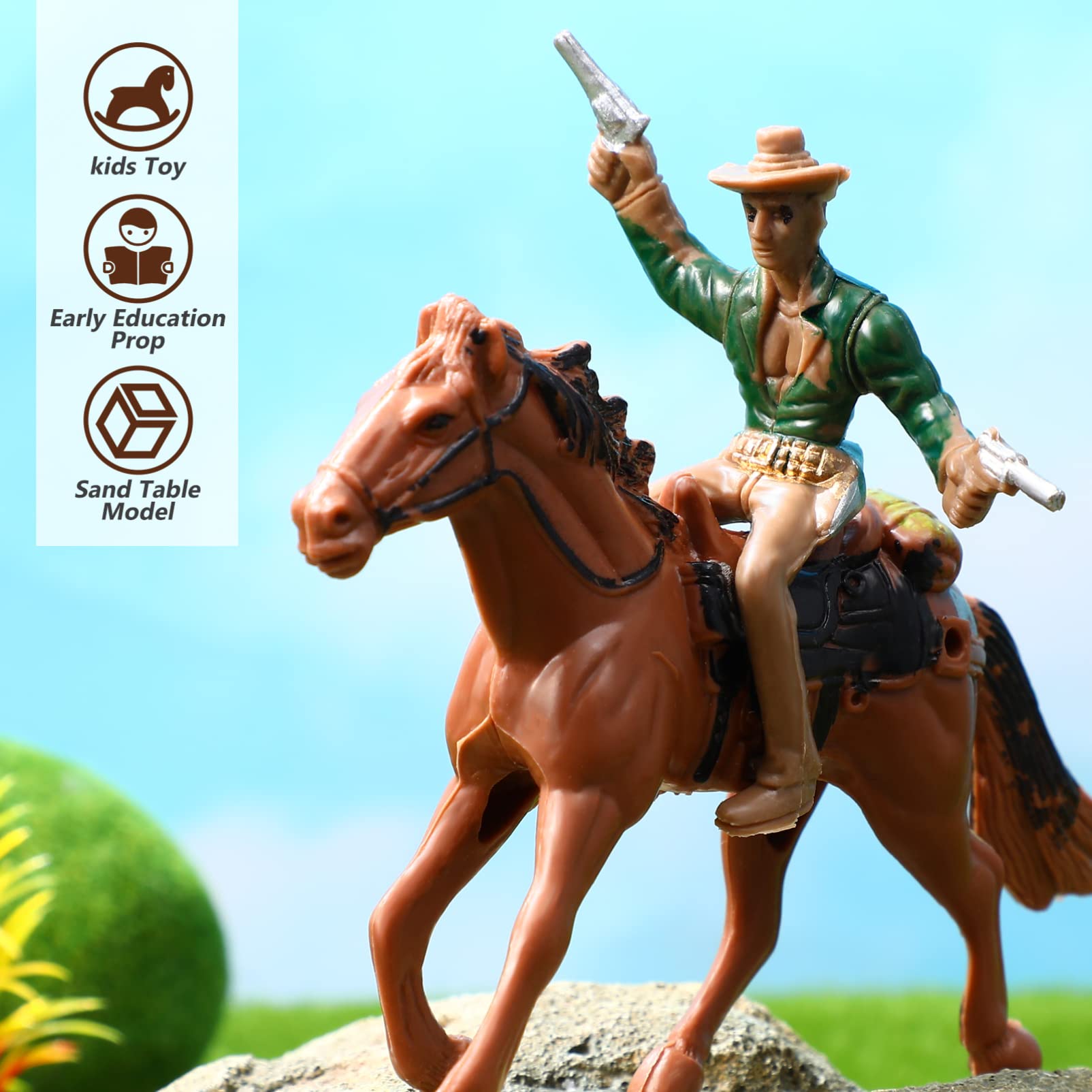 Toddmomy Riding Horse Figurine 4Pcs Action Figure Western Figurines Toys Horse Toys Plastic Horse with Rider for Kids Toddlers Farm Animal Collection