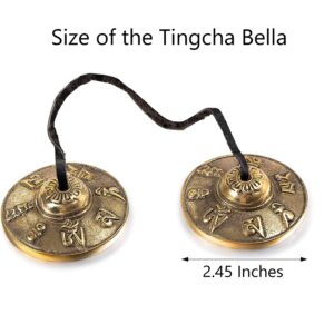 Tibetan Tingsha Meditation Bell - Meditation Chime Bells - Tingsha Cymbals With Hand Woven Cotton Bag- Tibetan Buddhist Meditation Yoga Bell Chimes (Om Mani Padme Hum Mantra) Handmade In Nepal