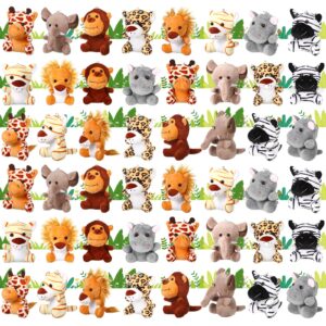 leitee 48 pack mini plush animals toys set 4.7 inch stuffed animal keychain small goodie bag fillers for easter hunts, valentine's day, carnival prizes, jungle party