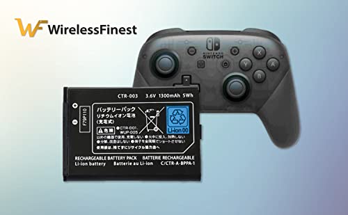 WirelessFinest Battery CTR-003 Replacement for Nintendo Switch Pro Controller HAC-013 Fix Dead Power Issue + Tool