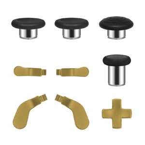 metal paddles accessories for xbox elite controller series 2 core, thumbsticks replacement parts for elite series 2 controller, component pack includes replacement joysticks, d-pad & paddles(gold)