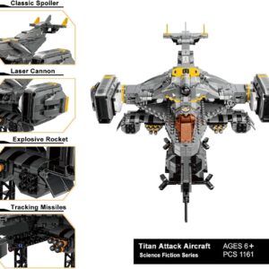 YBLOCK Space Wars Building UCS Set - Titan Attack Aircraft QJ5002 Building Toy. Boys and Girls Ages 6+, The Best Gift for SpaceWar of Star Series Enthusiasts (901 Pieces)