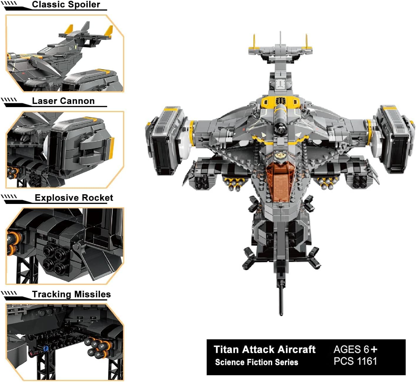 YBLOCK Space Wars Building UCS Set - Titan Attack Aircraft QJ5002 Building Toy. Boys and Girls Ages 6+, The Best Gift for SpaceWar of Star Series Enthusiasts (901 Pieces)