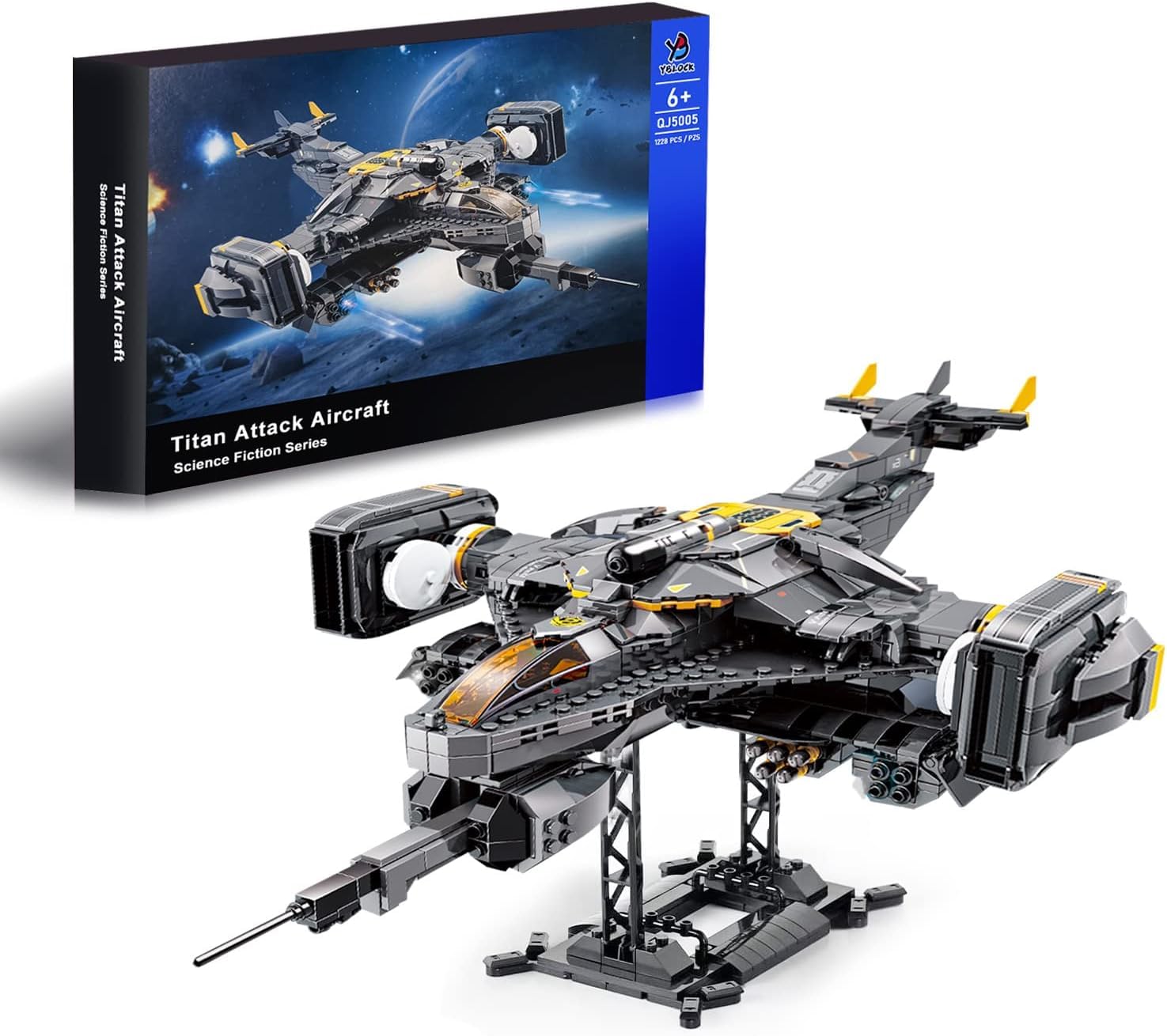 YBLOCK Space Wars Building UCS Set - Titan Attack Aircraft QJ5002 Building Toy. Boys and Girls Ages 6+, The Best Gift for SpaceWar of Star Series Enthusiasts (901 Pieces)