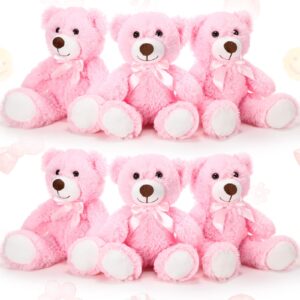 aoriher 6 pieces bear bulk stuffed animal baby shower bear plush toys soft cute bear easter graduation gifts sleeping and playing decorations(pink, long plush)