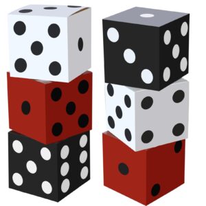 tinlade 6 pcs large casino dice boxes 11 in casino theme party decoration vegas jumbo giant dice centerpieces table top dice casino night las vegas graduation prom birthday party supply(multicolor)