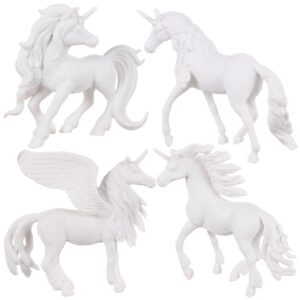 zerodeko 4pcs diy painting unicorn toys, unicorn arts and crafts painting kit paintable unicorn figurines unicorn coloring kits art craft toys for kids (white)