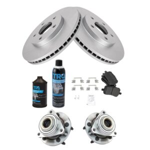 TRQ Front Brake Pad & Rotor Kit Brake Chemical Kit Brake Pads Brake Rotor Wheel Hub Bearing Assembly Semi-Metallic Premium G-Coated Compatible with 2006-2008 Chevrolet HHR