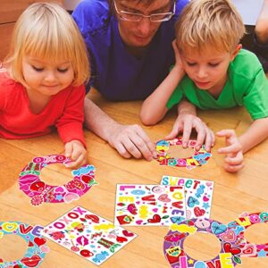 chiazllta 24 Pcs Valentine's Day Wreath Craft for Kids, Preschool DIY Valentines Paper Art Craft Kit with Hearts Stickers Bulk Classroom Home Indoor Game Activities