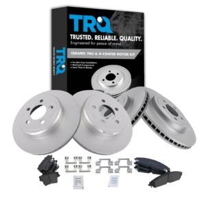 trq front and rear brake pad & rotor kit brake pads brake rotor ceramic premium g-coated compatible with 2005-2019 chrysler 300 2009-2019 dodge challenger 2006-2018 charger 2005-2008 magnum