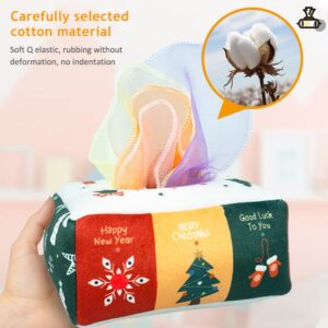 ikasus Baby Tissue Box Toy Cartoon Pattern Montessori Toy for Babies, Educational Preschool Learning Toy High Contrast Crinkle Paper Sensory Silk Scarves Toys for Baby Toddler Infants Newborns