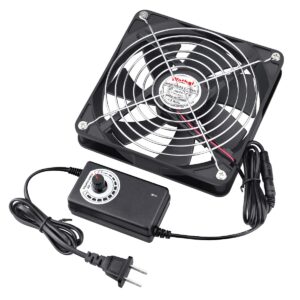 wathai 120mm 140mm 5 inch ac powered fan 12v with 110v - 240v variable speed controller ac plug for diy biltong box reptile aquarium receiver dvr playstation xbox computer cabinet cooling 2 pack