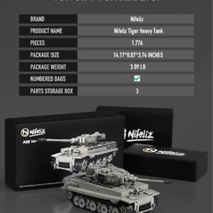 Nifeliz Tiger Heavy Tank, WW2 Armed Tank Building Set, Military Construction Model Toy for Teen Gift Giving (1776 Pieces)