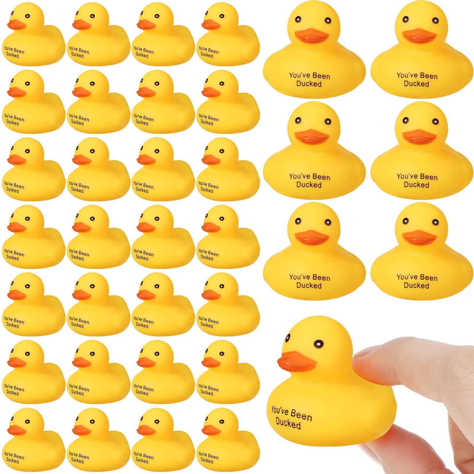 Leitee Ducks for Ducking You've Been Ducked Rubber Ducks Mini Ducks Bulk Yellow Duck Rubber Duckies Yellow Ducky for Bath Toys Birthday Game Pool Party Favors(48 Pcs, Text)