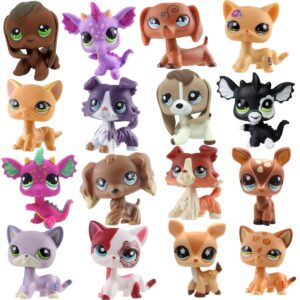 arkindy 4pcs random lps collie cocker spaniel great dane dog deer shorthair kitten cat dragon beagle husky pet shop animal action figures kids boys girls gift