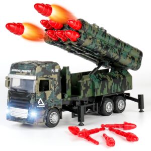 youlechen army toys for boys, military toys with 8 missiles, army truck toy with light & sounds, die-cast army vehicle, military vehicles gift for 3 4 5 6 year old boys